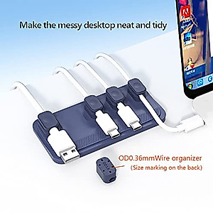 Cable Holder Cord Organizer Magnetic Multipurpose Desk Cable Keeper SHEEAST Cable Management 5 Clips for USB C Cables, Micro Cables, Sticks to Wood Marble Metal Glass, Blue 2 Pack