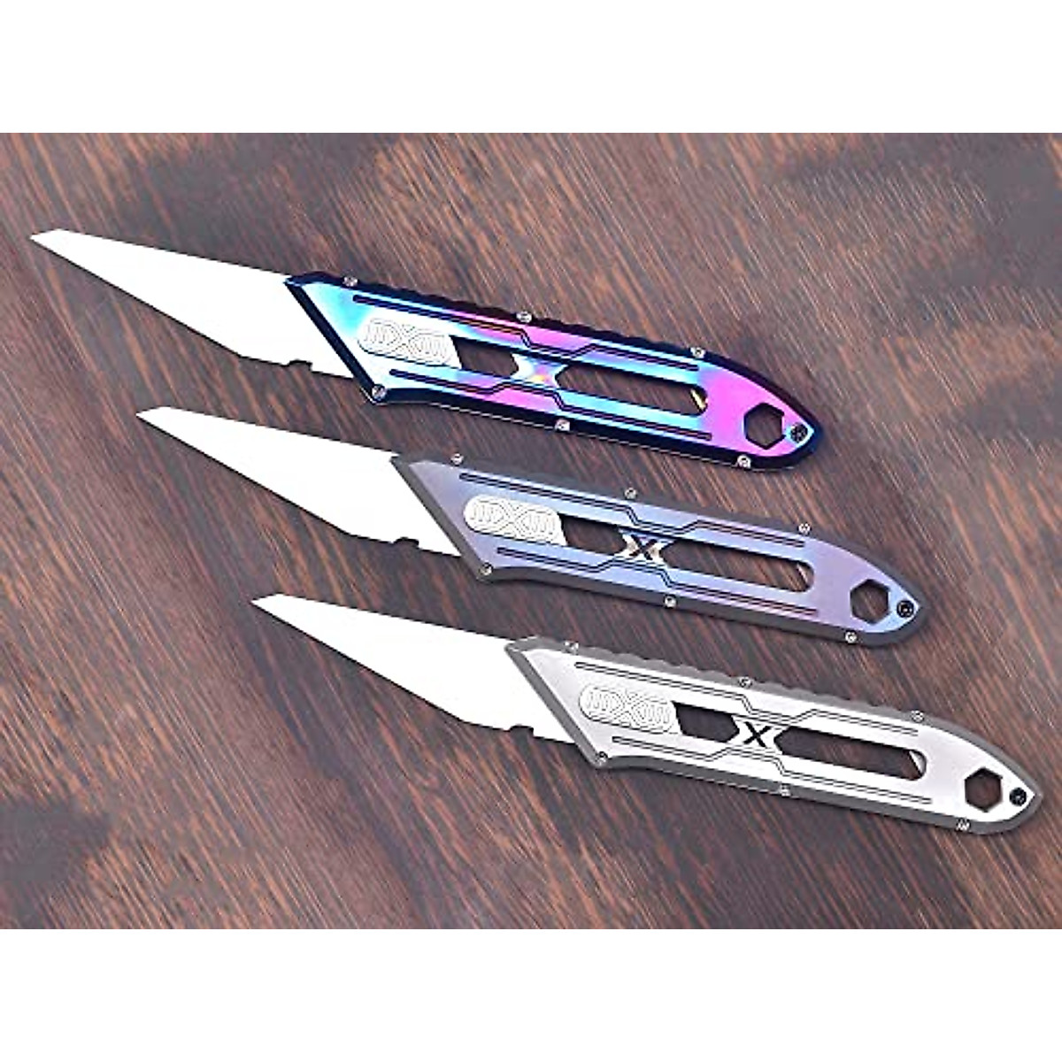 Titanium Utility Knife Garden Grafting Cutter Knife Handmade Knife Edc Knife, Retractable Box Cutter Blade Replaceable Knife (Titanium-silver)