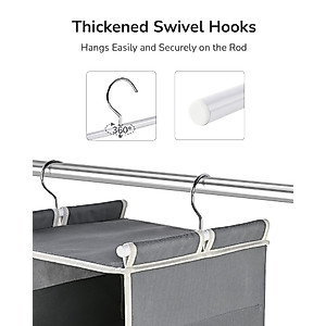 ULG 1 PC Hanging Closet Organizer, 3-in-1 to 6-in-1 Reversible Closet Hanging Shelves with 6 Side Pockets for Wardrobe Clothes Sweater Storage, Foldable, Dark Gray