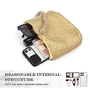 AOYUNHUI Women's Rhinestone Clutch Evening Bags Sparkly Glitter Triangle Purse for Women Wedding for Prom Party-Gold