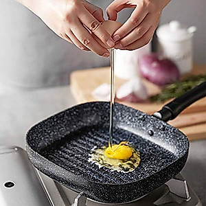 SDGH Frying Pan, Contemporary Hard-Anodized Aluminum Nonstick Cookware, Square Grill Pan, Black