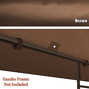 YardGrow 10x10 Canopy Replacement Top Double Tiered Outdoor Canopy Cover Patio Pavilion Garden (Brown)