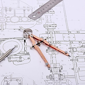 Mr. Pen Professional Geometry Compass - Rose Gold, Metal with Lock, Drawing & Drafting Compass - Extra Leads Included