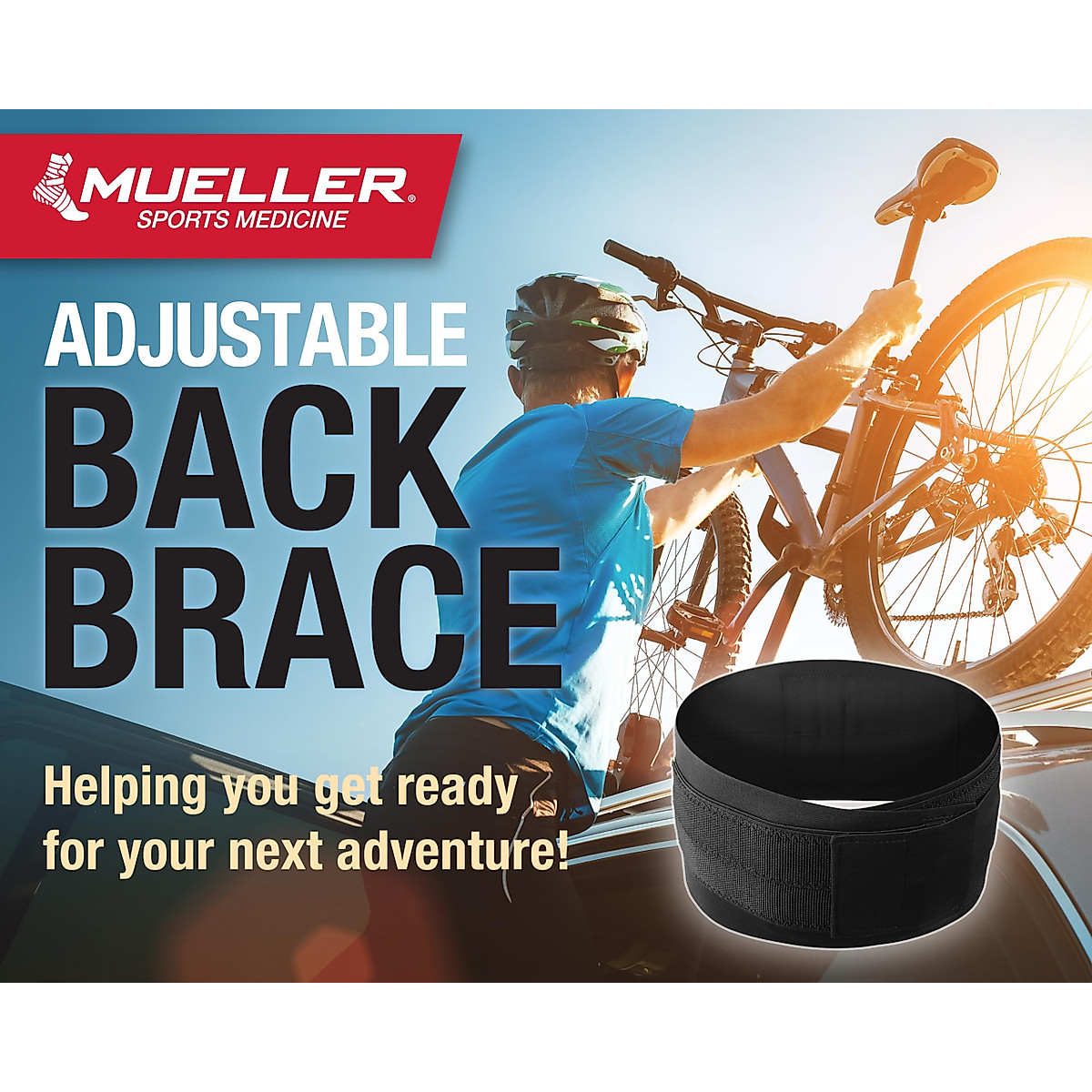 MUELLER Sports Medicine Adjustable Back Brace for Men and Women, Relief for Upper and Lower Back Pain, Sciatica, and Scoliosis, Black, One Size Fits Most