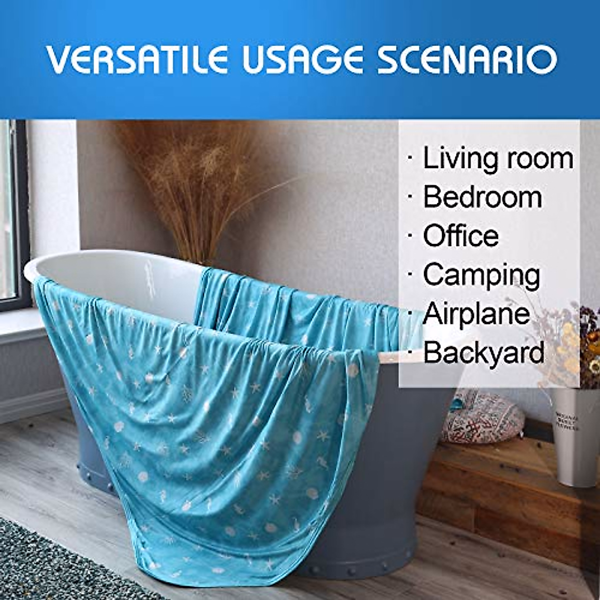 Cooling Blanket with Double Sided Cold Effect, King Size Lightweight Breathable Summer Oversize Coastal Theme Blankets for Bed, Transfer Heat to Keep Body Cool for Hot Sleepers Night Sweats, 108“x90”