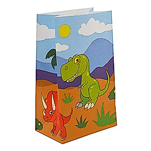 Juvale Dinosaur Paper Party Favor Gift Bags for Kids Birthday, Dino Goodies (36 Pack)