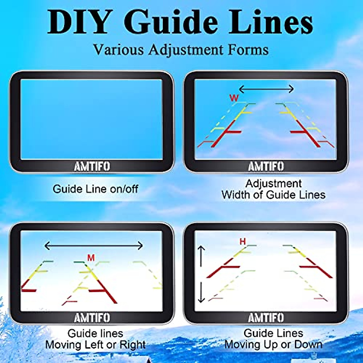 AMTIFO Wireless Backup Camera Car HD 1080P WiFi Rear View System 7 Inch Monitor Kit Truck Camper RV Hitch Auto License Plate Back Cam W70