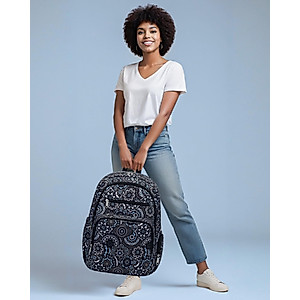 Large Travel Backpack for Women College Campus Bookbag XL Lightweight School Bag Fits 15.6 Inch Laptop Water-resistant Casual Daypack Airline Approved Carry On Backpack Grey Paisley Mochilas De Mujer