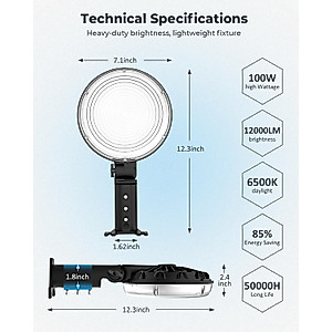 AGranTOP LED Barn Light, 12000LM Dusk to Dawn Outdoor Lighting with Photocell Adjustable Angle 100W 6500K Daylight IP66 Waterproof Street Light for Barn/Yard/Garage/Security