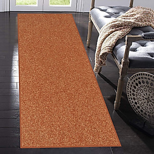 Home Queen Solid Color Custom Size Runner Area Rug Rust, 2'6" x 12', Stain Resistant, Living Room, Pet-Friendly and Stylish, Machine-Made,Wedding Occasions