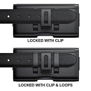 Stronden Holster for Samsung Galaxy S24+ Plus, S23+ Plus, S23 FE, S22 Plus, S22 FE, S21 Plus, S20 Plus, S21 FE, S20 FE, S10 Plus - Leather Belt Case with Belt Clip/Loop (Fits Slim Case Only)