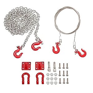Tow Hook Trailer Chain for 1:10 RC Car Crawler, Tow Hook Steel Tow Rope,U Shaped Rescue Tow Hook for Traxxas Trx4 Axial Scx10 Wraith D90 Tamiya