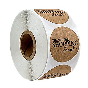 WANGFUFU 500pcs Kraft Paper Thanks for Shopping Local Stickers Round Seal Label Scrapbook - for Sealing, Decoration
