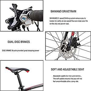 EUROBIKE Road Bike,49CM/54Cm Mens/Womens 700C City Bicycle,21 Speed (49CM Frame Wheel 30)