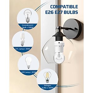 DEWENWILS Light Sensor Socket for Light Fixtures, Automatic Dusk to Dawn Light Bulb Sockets, Compatible with Incandescent/CFL/LED/Halogen Bulbs, 2 Pack