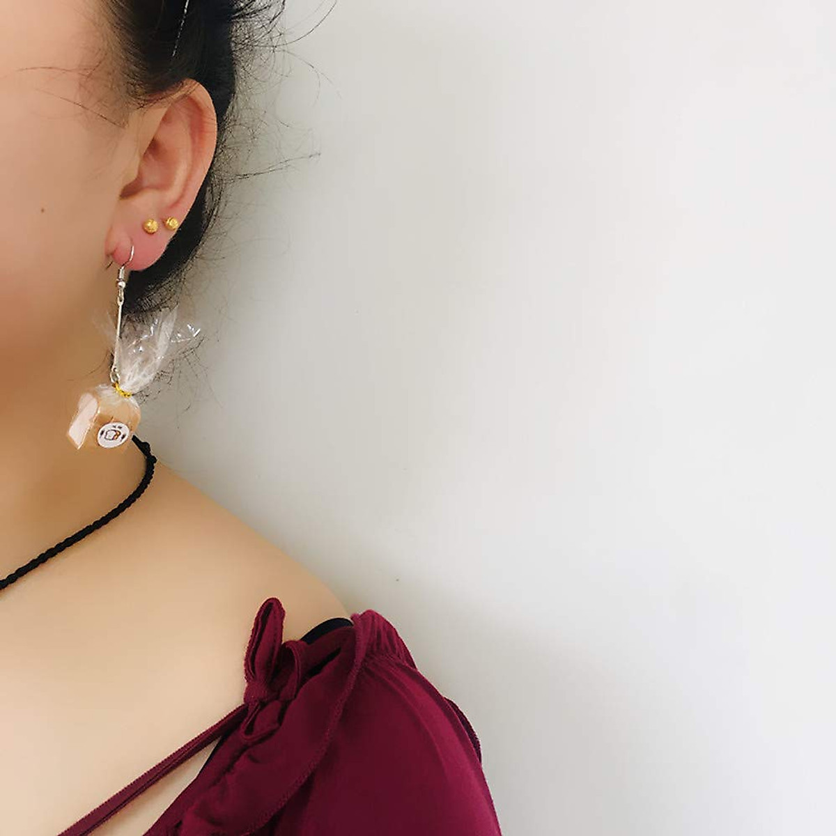 Mountainer Creative Handmade Mini Simulation Food Toast Dangle Earrings for Women Cute Bread Drop Earrings Funny Jewelry Gift