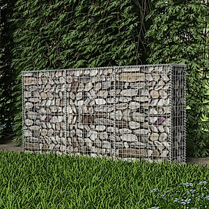 GOLINPEILO Fence Panel Outdoor Privacy Fence Screen Gabion Basket for Retaining Wall Block Gabion Cages Outdoor Decorative Fences Fencing for Yard, Silver Galvanized Steel 78.7"x11.8"x39.4" -A
