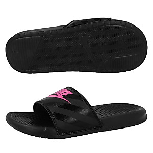 Nike Women's Benassi Just Do It Sandal, Black/Vivid Pink-Black, 9 Regular US