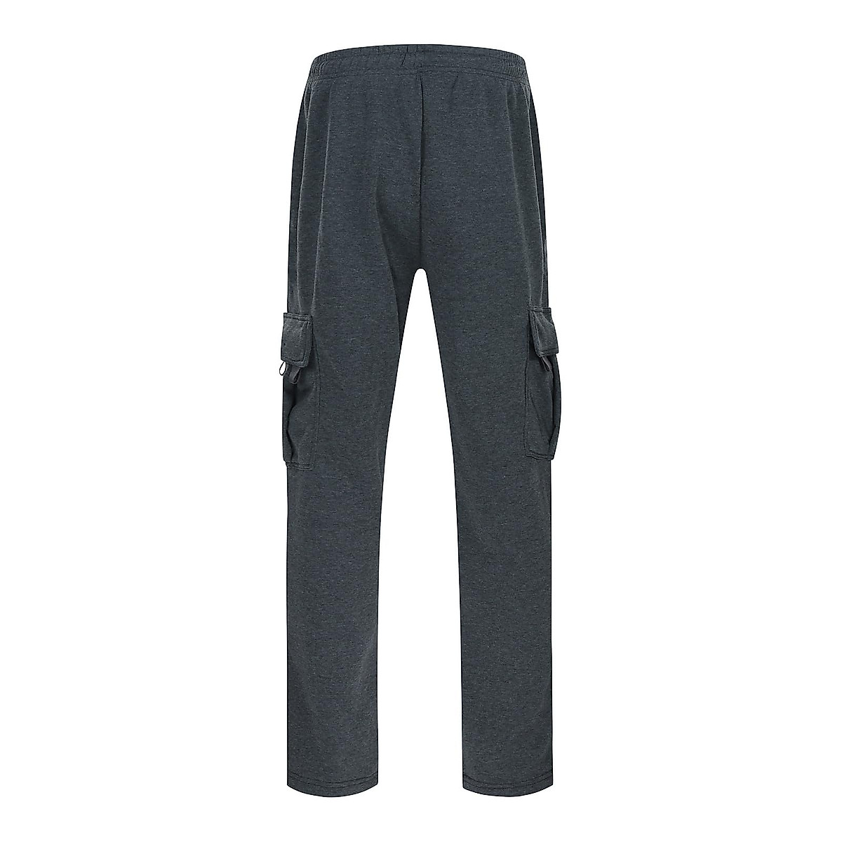Men's Heavyweight Fleece Cargo Sweatpants Stretch Elastic Waist Trousers Drawstring Loose Fit Joggers with Pockets