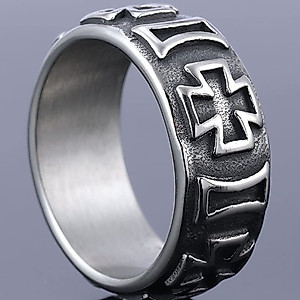 Jude Jewelers 8mm Stainless Steel Crusader Cross Retro Vintage Wedding Band Ring (Silver, 12)