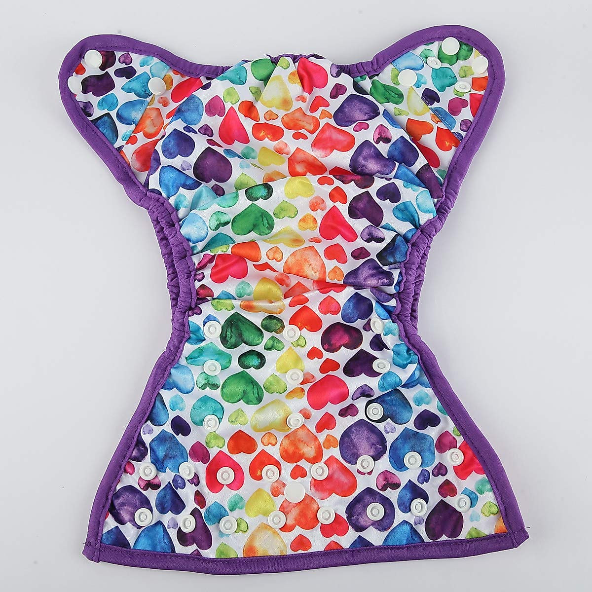 Sigzagor Baby Diaper Cover Nappy One Size 10lbs to 36lbs for Girls (Rainbow Hearts)