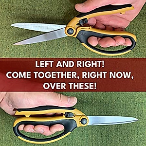 Madam Sew Spring Loaded Scissors, All Purpose Heavy-Duty 9.5” Fabric Scissors Sewing Shears with Precision-Ground Blades, Slide Lock Mechanism and Soft, Anti-Slip TPU Grips for Right or Left Hand