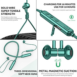 Wireless Neckband Headphones Bluetooth Neckband Headsets 100 H Playtime/360 Days Standby,Neckband Headphones Built-in Mic Sports Noise Cancelling for Help Sleep/Audio Books/Video Conference (green)