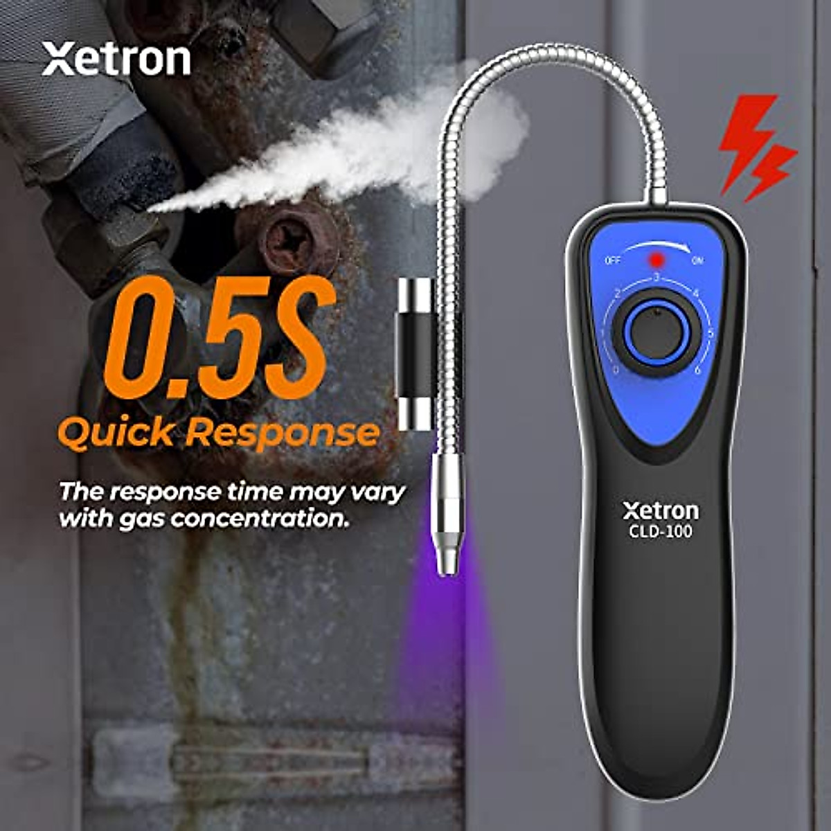 Xetron HVAC Refrigerant Leak Detector with UV LED,Automotive AC [R134A R410A R22 R1234YF] Freon Sniff Halogen Gas Leak Detector, 6 Adjustable Sensitivity, CFCs HCFCs HFCs HFOs CLD-100UV
