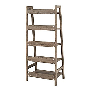 Tracey Greywash Wooden Five Shelf Ladder Bookcase by Linon