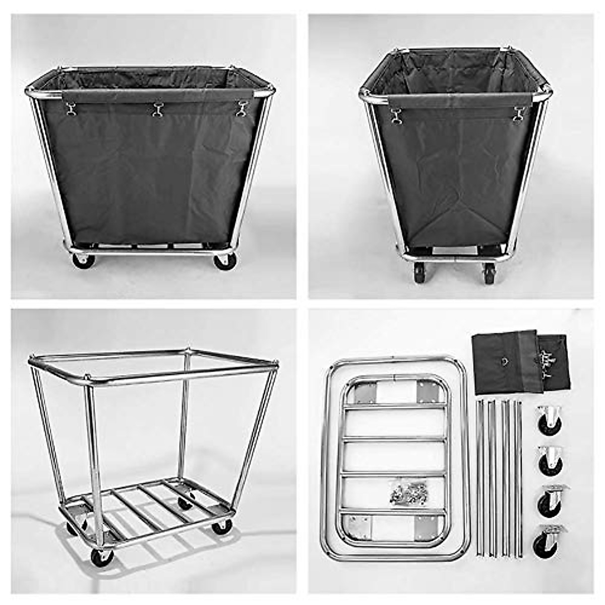 Mobile Linen Car for Hotel/Lobby, Detachable Stainless Steel Storage Cart with Universal Wheel, Can Load 100Kg, PIBM