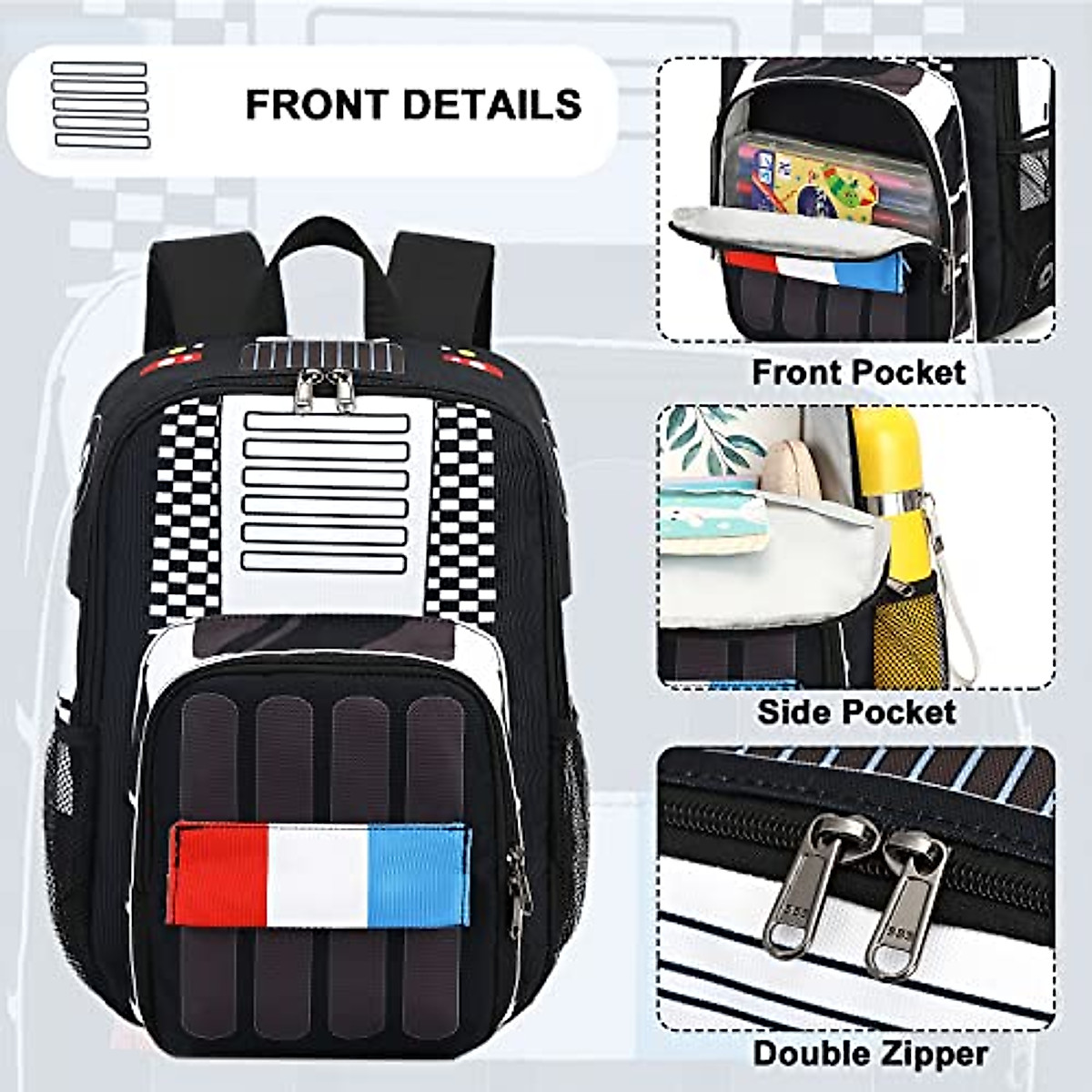 LEDAOU Toddler Kids Backpack for Boys Girls Dinosaur Preschool Kindergarten School Backpack Bookbag School Bag with Chest Strap (Police Car Black)