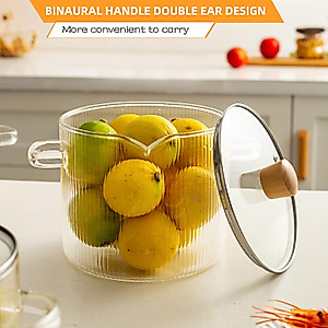 Simmer Pot with Lid, 2.3L(78oz) Heat Resistant Borosilicate, Glass Ribbed Pot, Glass Cooking Pot with Lid, Clear Simmer Pot, for Pasta Noodle, Soup, Milk, Baby Food