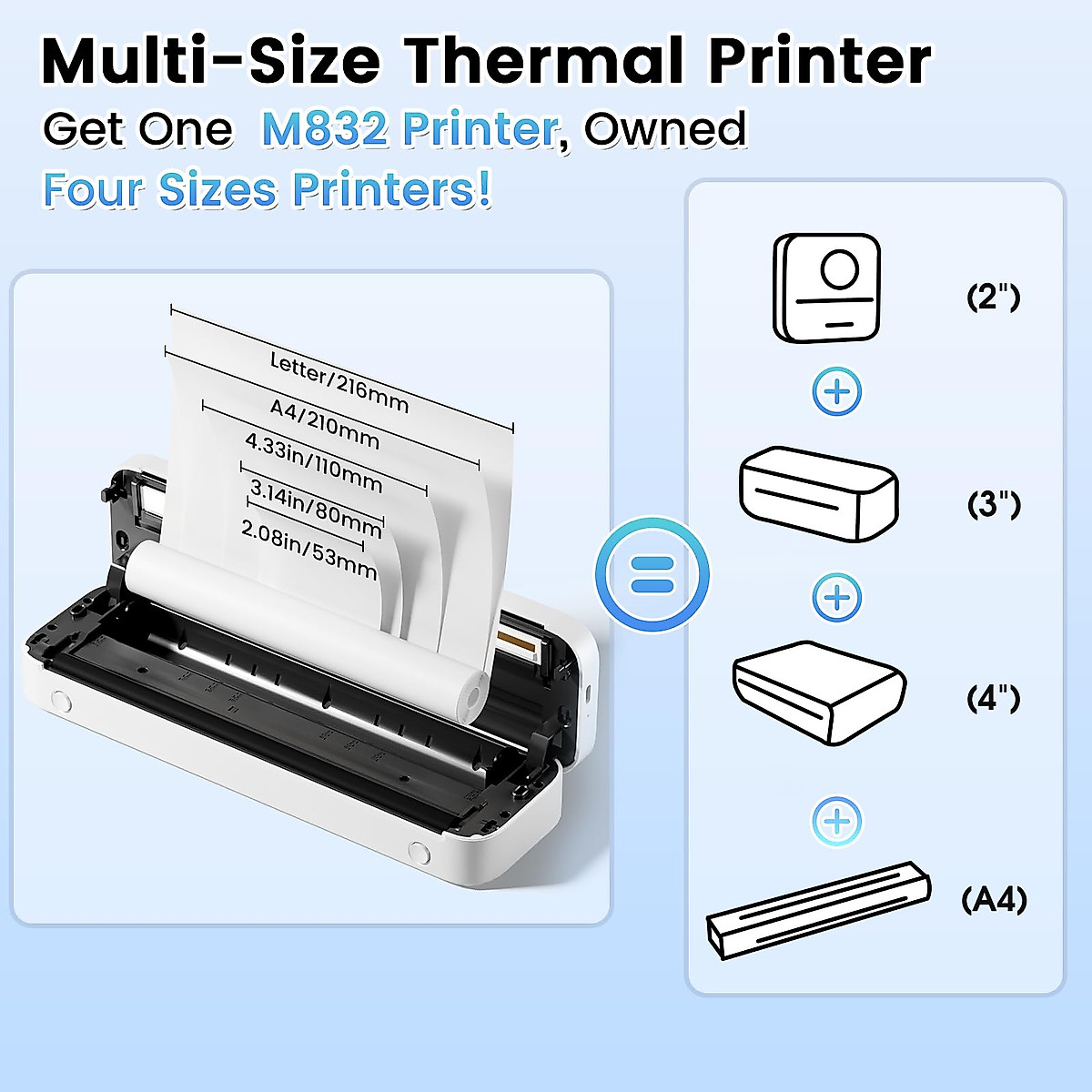 Omezizy Portable Printer Wireless Travel - Upgarde Portable Thermal Printer with Paper Bin, Portable Printers Wireless for Travel, Rechargeable Travel Printer Support US Letter and Multiple Sizes