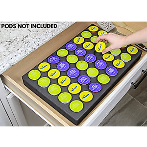 Polar Whale Coffee Espresso Capsule Drawer Organizer Tray Insert Compatible with Dolce Gusto for Kitchen Home Office Waterproof Washable Black Foam 40 Compartment 12.75 x 20.25 Inches