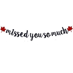 QWLQIAO We Will Miss You Banner Decorations Missed You So Much Banner, Black Glitter Welcome Back Sign Family Party Supplies ,Deployment Returning Military Army Homecoming Party