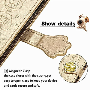 ONV Wallet Case Compatible with Samsung Galaxy S9 Plus - Adjustable Strap Sparkly Animal Leather Folio Cover Card Holder Anti-Shock Stand Magnet Flip Case for Samsung Galaxy S9 Plus [MG] -Gold