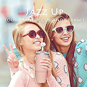 7Pcs 10MM Straw Covers Cap Toppers for Stanley Cup 40&30 Oz, Cute Cloud Straw Caps for Stanley Tumbler with Handle, Silicone Straw Dispenser, Straw Tip Covers for Stanley Cups Accessories