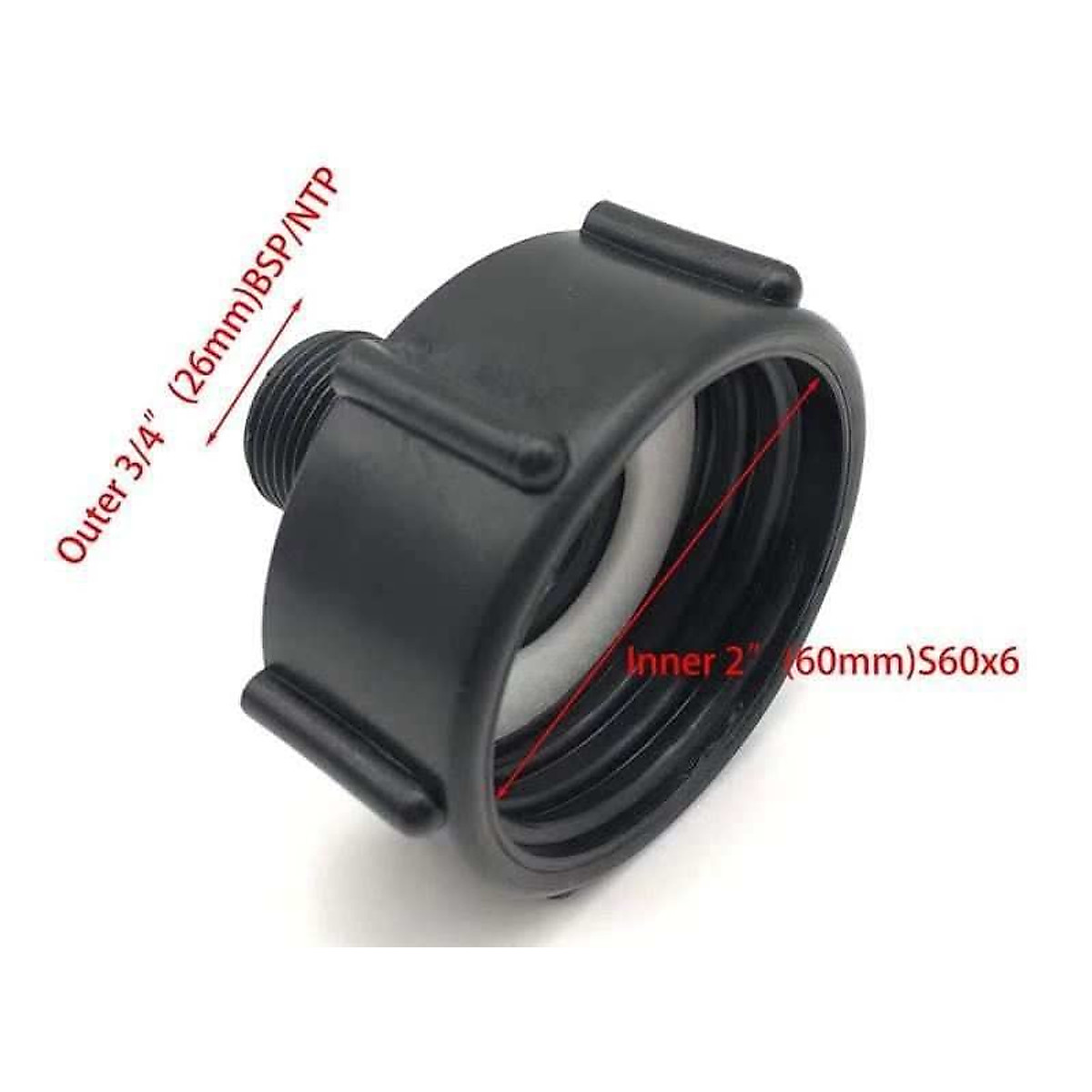 PATIFUN 275 330 G IBC Drain Adapter 2 3/8" (60mm) S60X6 But Coarse Thread X 3/4" BSP/NPT Garden Hose Male G Hose Tote Adapter Drain Plug Connector