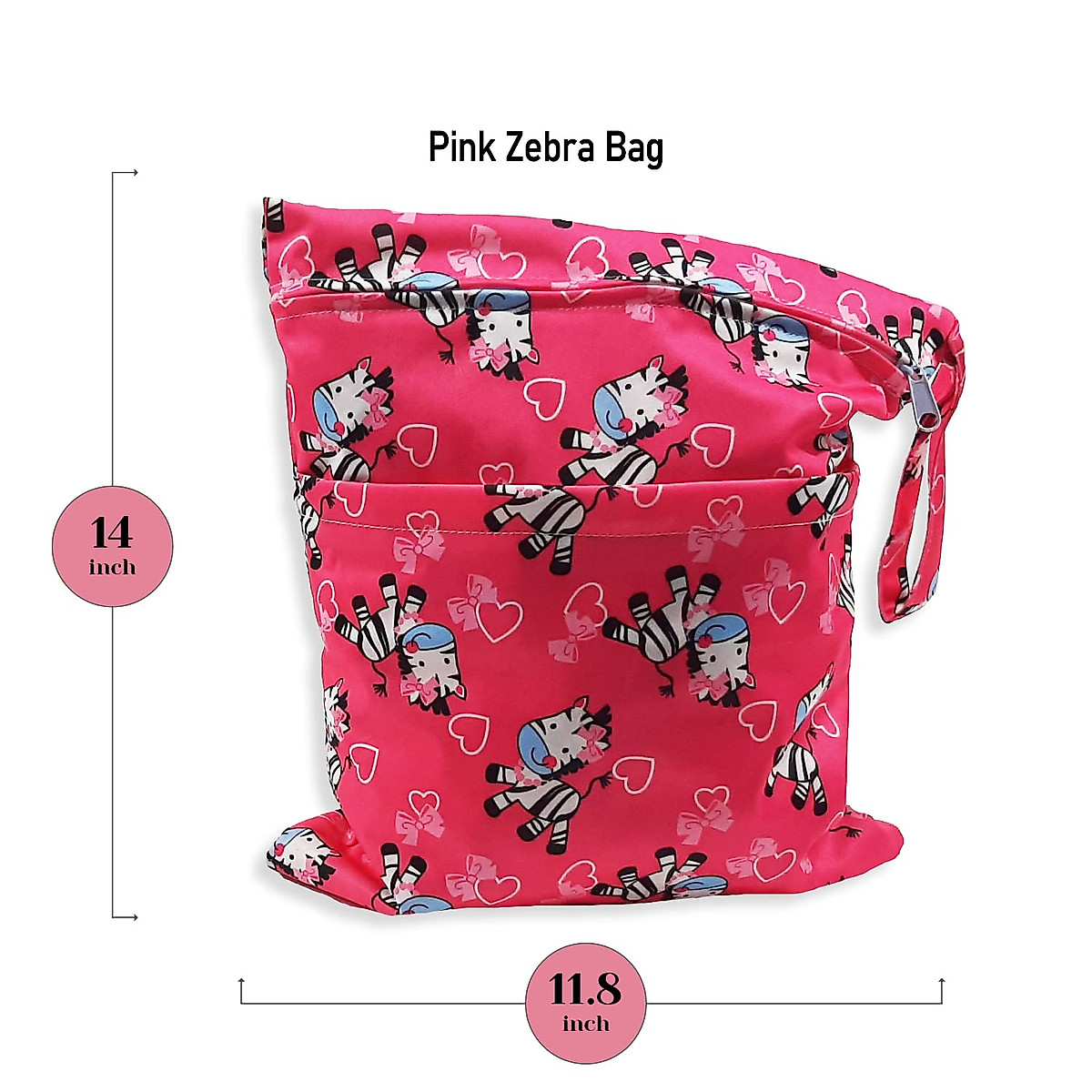 CasenBag Pink Zebra Wet and Dry Diapers Bag with Wet Wipes Cases. (KT-WDCB-002)