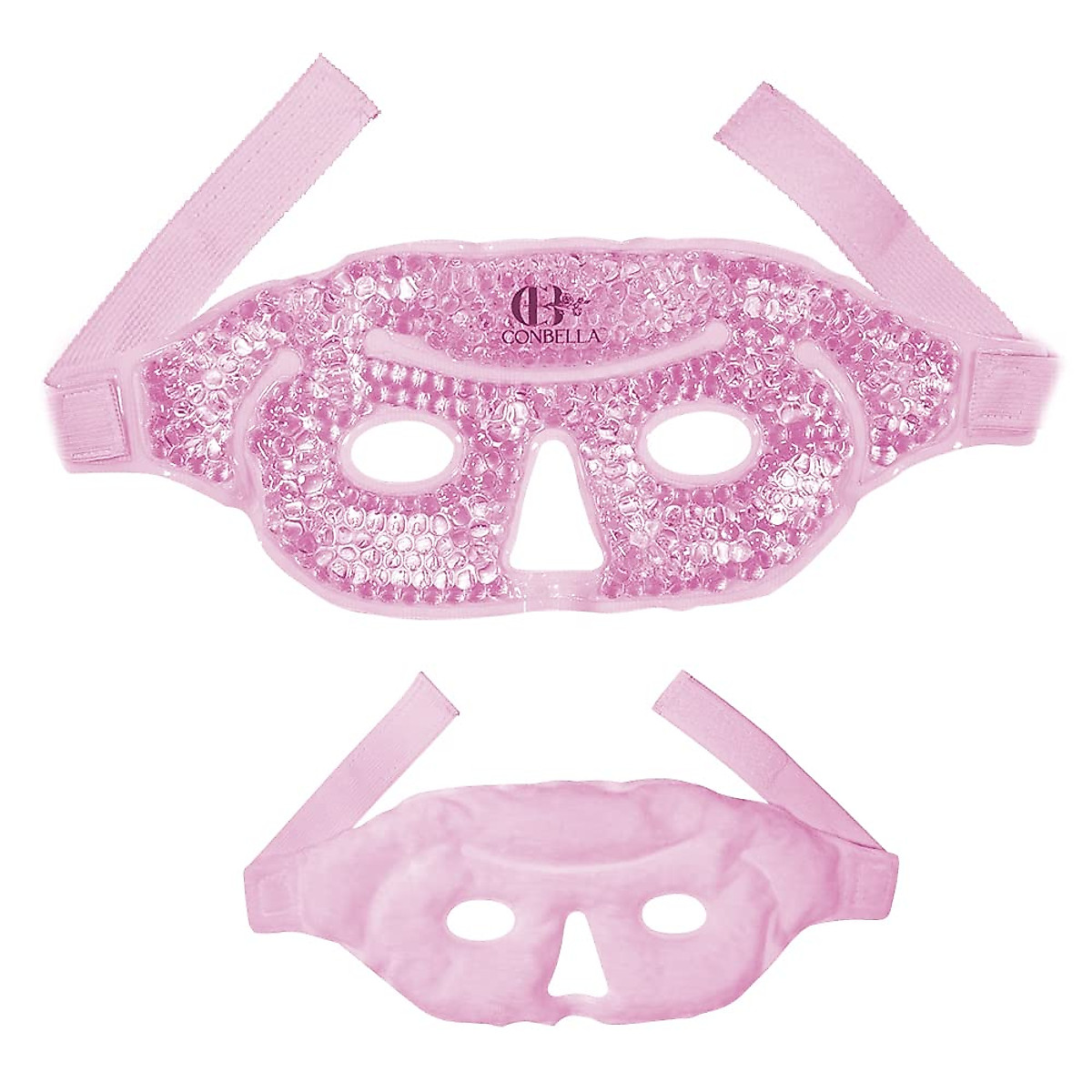 CONBELLA Ice Face Mask for Woman Man, Hot or Cold Gel Bead Ice Mask for face with Eye Holes & Soft Plush Backing, Ice Gel Freezer Eye Mask for Puffy Eyes, Redness, Headaches, Stress (#43 Green)