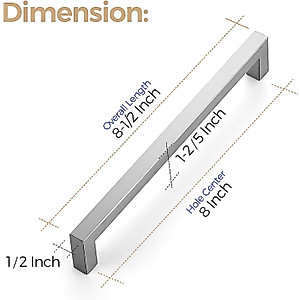 Ravinte 10 Pack 8 Inch Kitchen Square Cabinet Handles Satin Nickel Cabinet Pulls Brushed Nickel Drawer Pulls Kitchen Cabinet Hardware Kitchen Handles