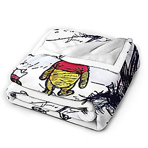 Jvolxui Cute Cartoon Bear Blanket Super Soft Flannel Blanket Luxury Warm Plush Bedding for Sofa Living Room Bedroom, Black2, S 50''x40''