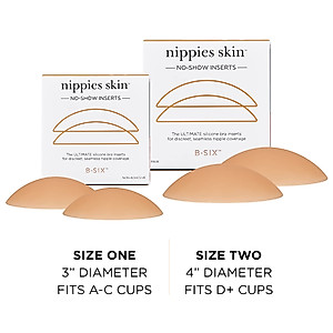 Nippies Non-Adhesive Bra Liner Nipple Covers for Women – Reusable Silicone No-Show Inserts Bra Pad Enhancements with Travel Box - Caramel