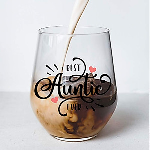 Perfectinsoy Best Aunt Ever Wine Glass with Gift Box, Auntie Gifts, Best Auntie Ever Gift, Baby Announcement, Funny Auntie Birthday Gifts for New Aunt, Aunt, Woman, Sister, Perfect Aunt Gift …