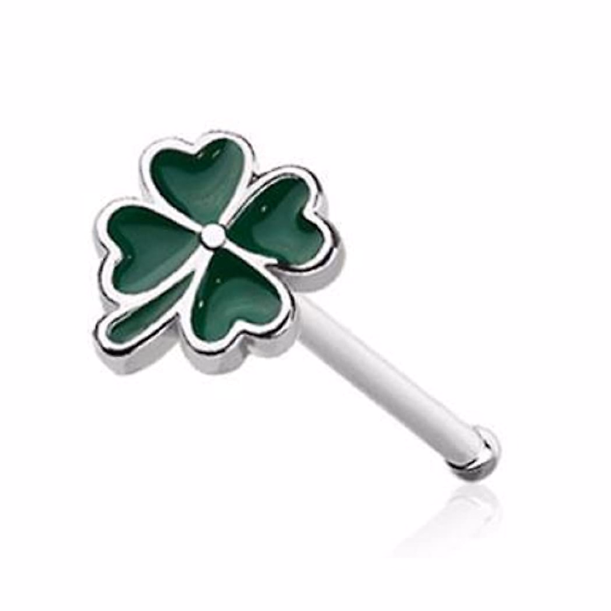 Body Accentz Nose Ring Stud Lucky 4 Leaf clover Shape 316L Surgical Steel bone