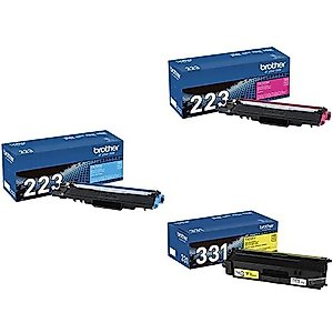 Brother Genuine Cyan, Magenta and Yellow Toner Cartridge Set, TN223C, TN223M, TN223Y