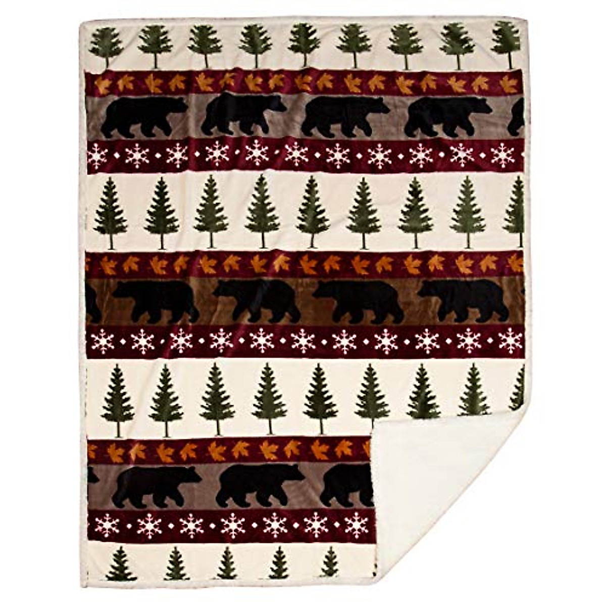 Carstens Soft Sherpa Plush Throw Blanket, Tall Pine Collection