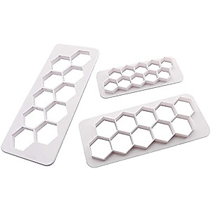 Longdex Hexagon Multi Cutter 3 Sizes White Hexagon Cookie Cutter Football Cake Fondant Cake DIY Decorative Mold