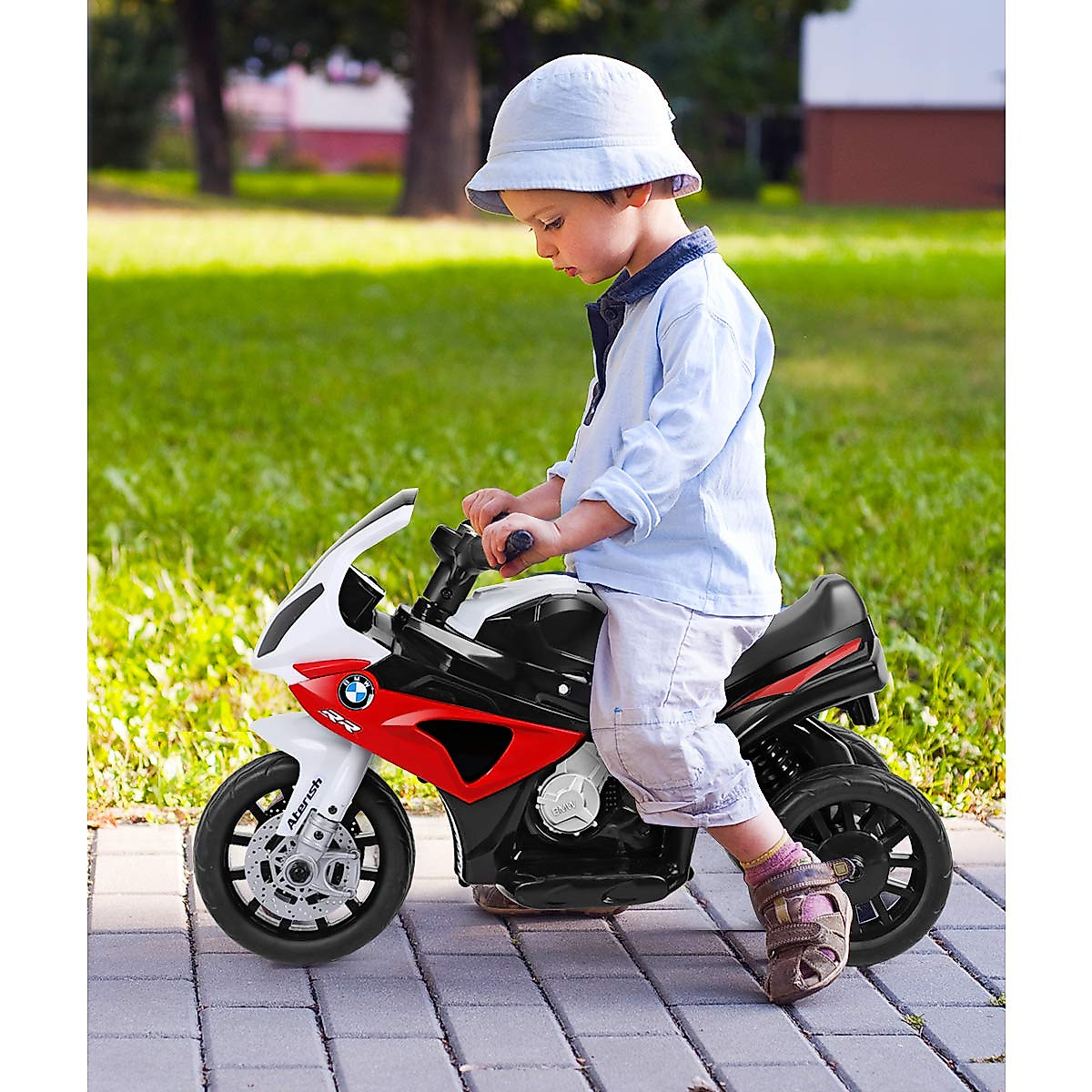 Costzon Kids Electric Ride on Motorcycle, Licensed BMW 6V Battery Powered Toy w/Headlights &Music, Pedal, 3 Wheels for Children Boys & Girls (Dark Red)