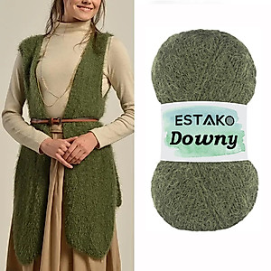 Estako Downy 40% premium acrylic and 60% polyamide Soft DK - Light Worsted #3 Fuzzy Yarn for Crocheting and Knitting 3.52 oz (100 gr) 267 Yds (245 m) (8930 - Mint)